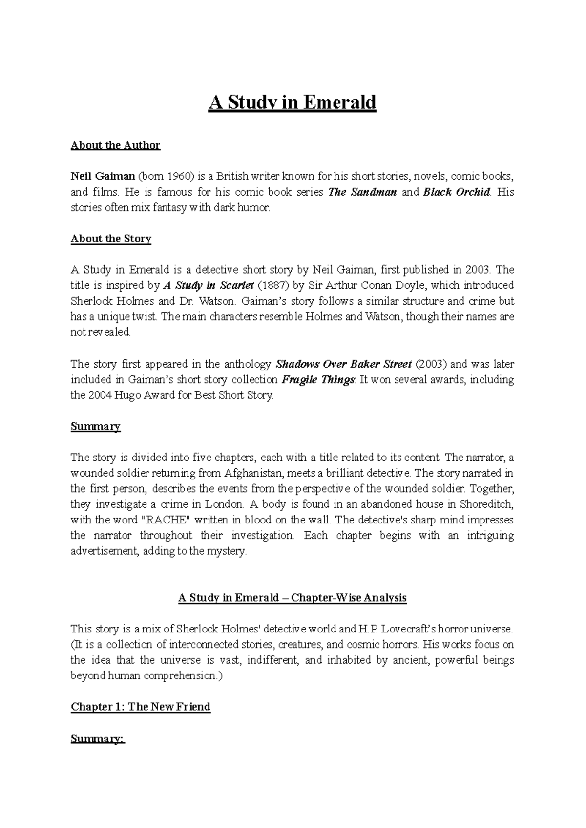 A Study in Emerald -1 BSC/BCA English Sem 2 (FYUGP) - A Study in ...