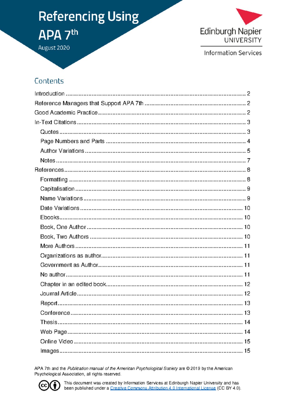 Referencing Guide in APA 7th Edition - Napier University - Studocu