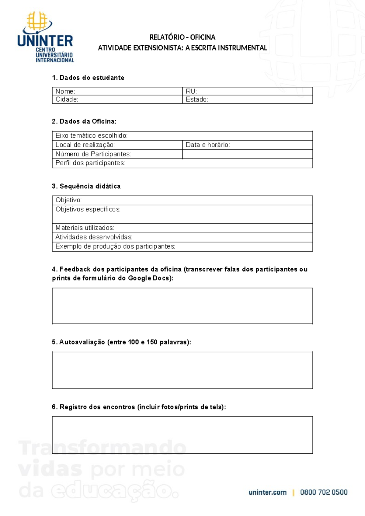 Template relatorio final Escrita Instrumental - RELATÓRIO - OFICINA ...
