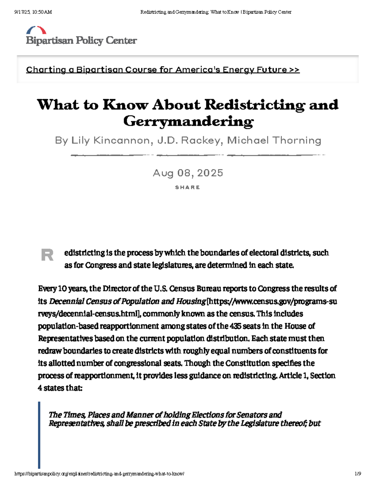 Redistricting and Gerrymandering: Key Insights and Implications (BPC ...