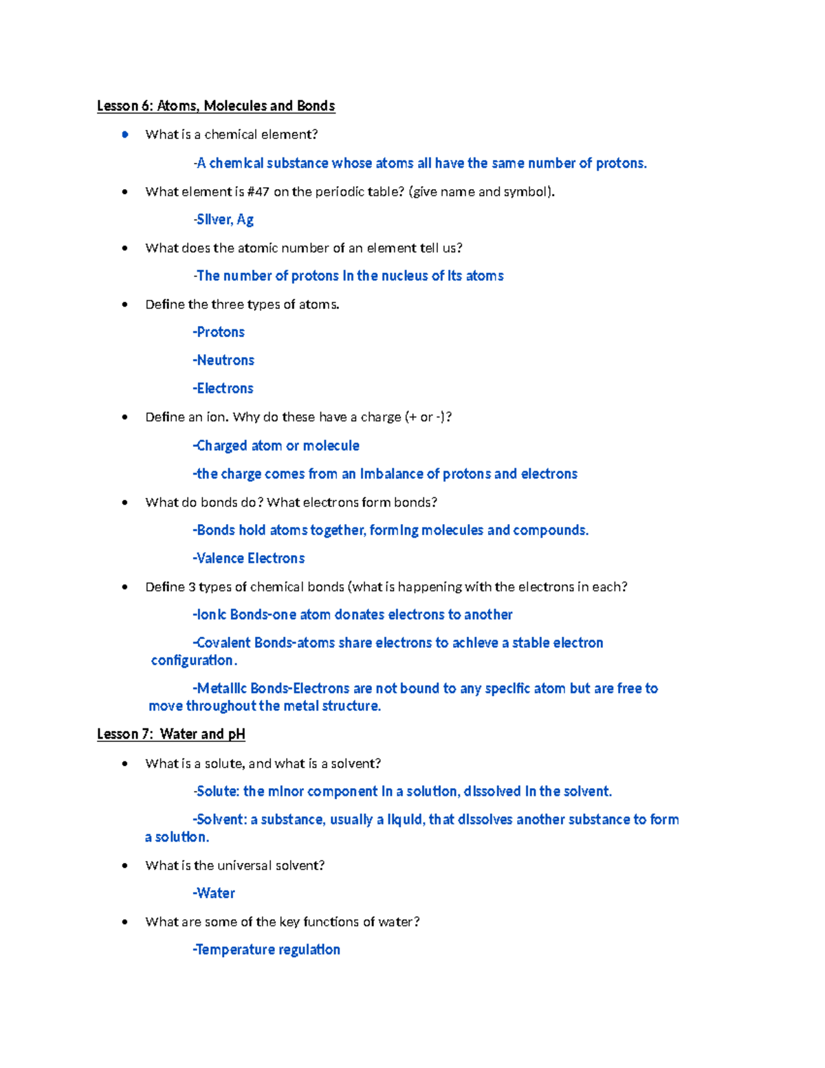 Biology 101: Lesson Notes on Atoms, Molecules, and Chemical Reactions ...