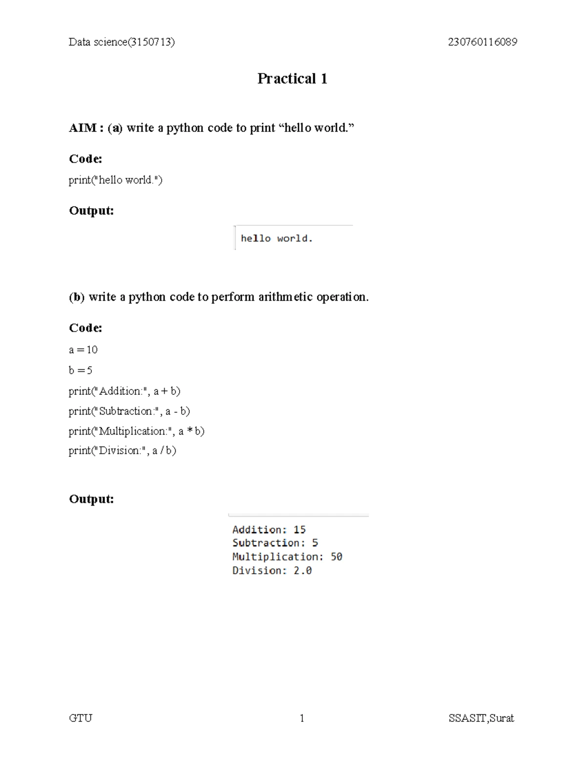 Practical 1: Python Coding Exercises for Data Science (3150713) - Studocu