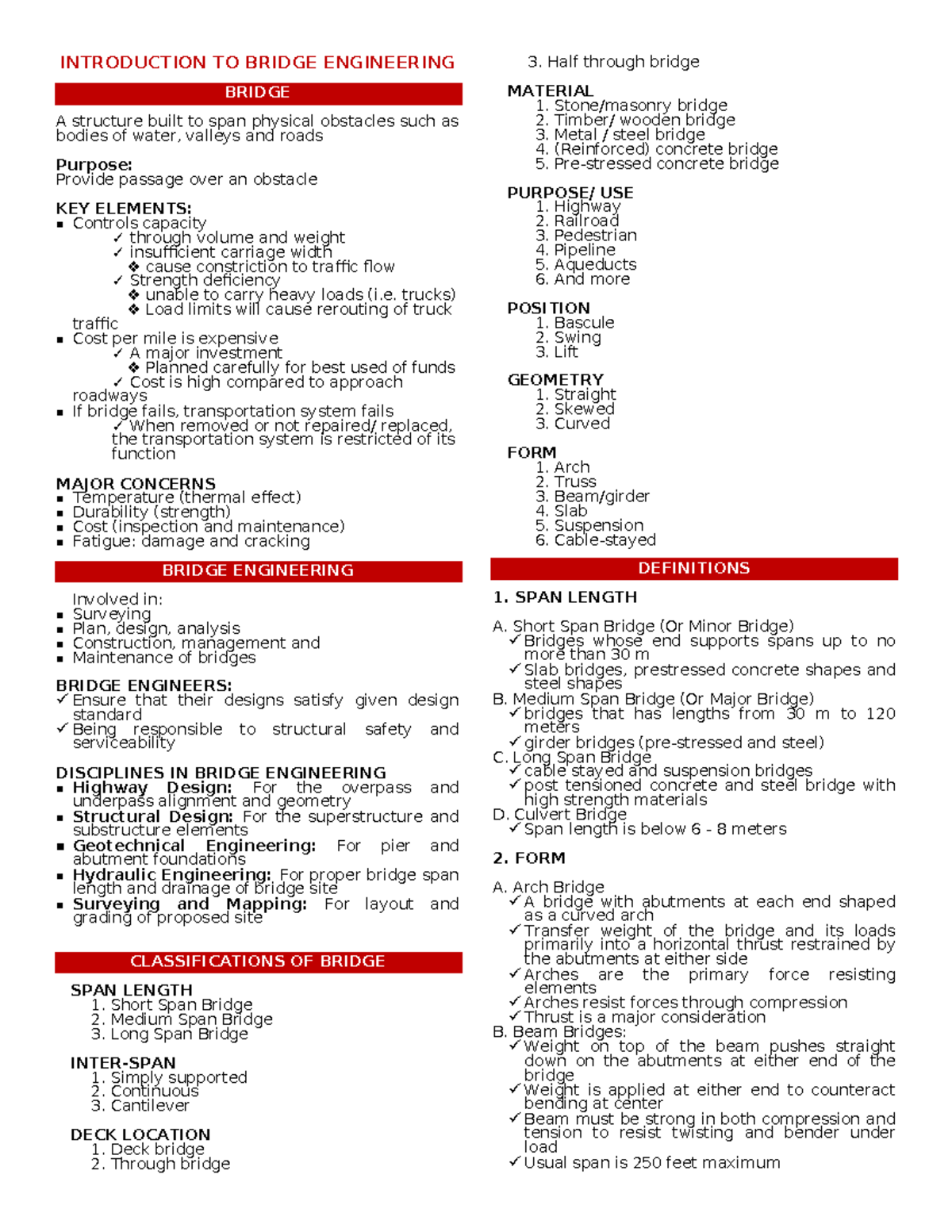 Module 1 - Bridge Engineering Fundamentals and Key Concepts - Studocu