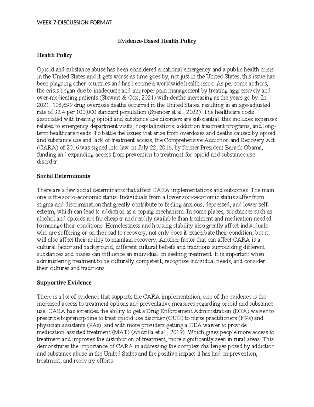 WEEK 7- Discussion - WEEK 7-DISCUSSION FORMAT Evidence-Based Health ...