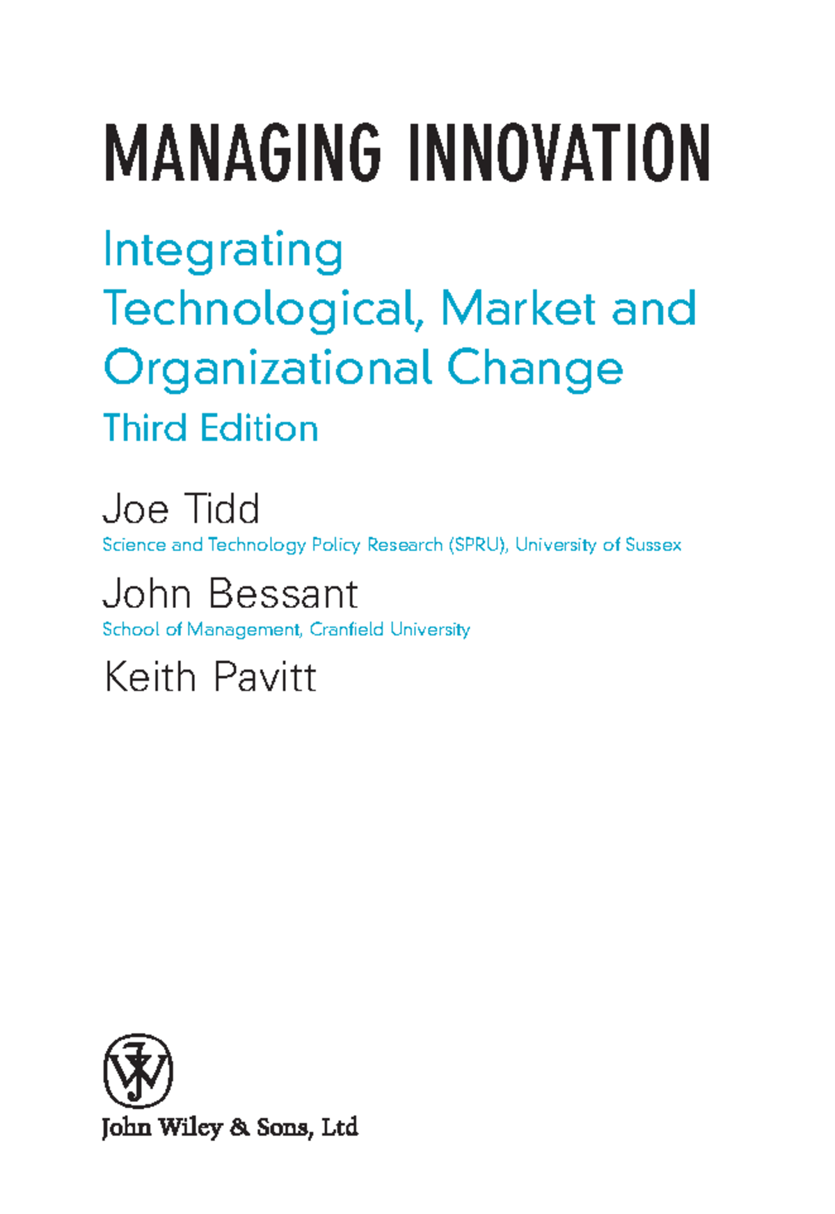 [Joe Tidd, John Bessant, Keith Pavitt] Managing In(Book ZZ - MANAGING ...