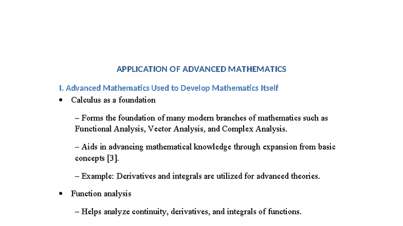 Application of Advanced Mathematics Indented Bullets - APPLICATION OF ...