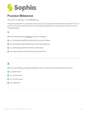 Sophia Introduction to Business Unit 3 Challenges 2 3 & 4 - Sophia: Introduction to Business ...