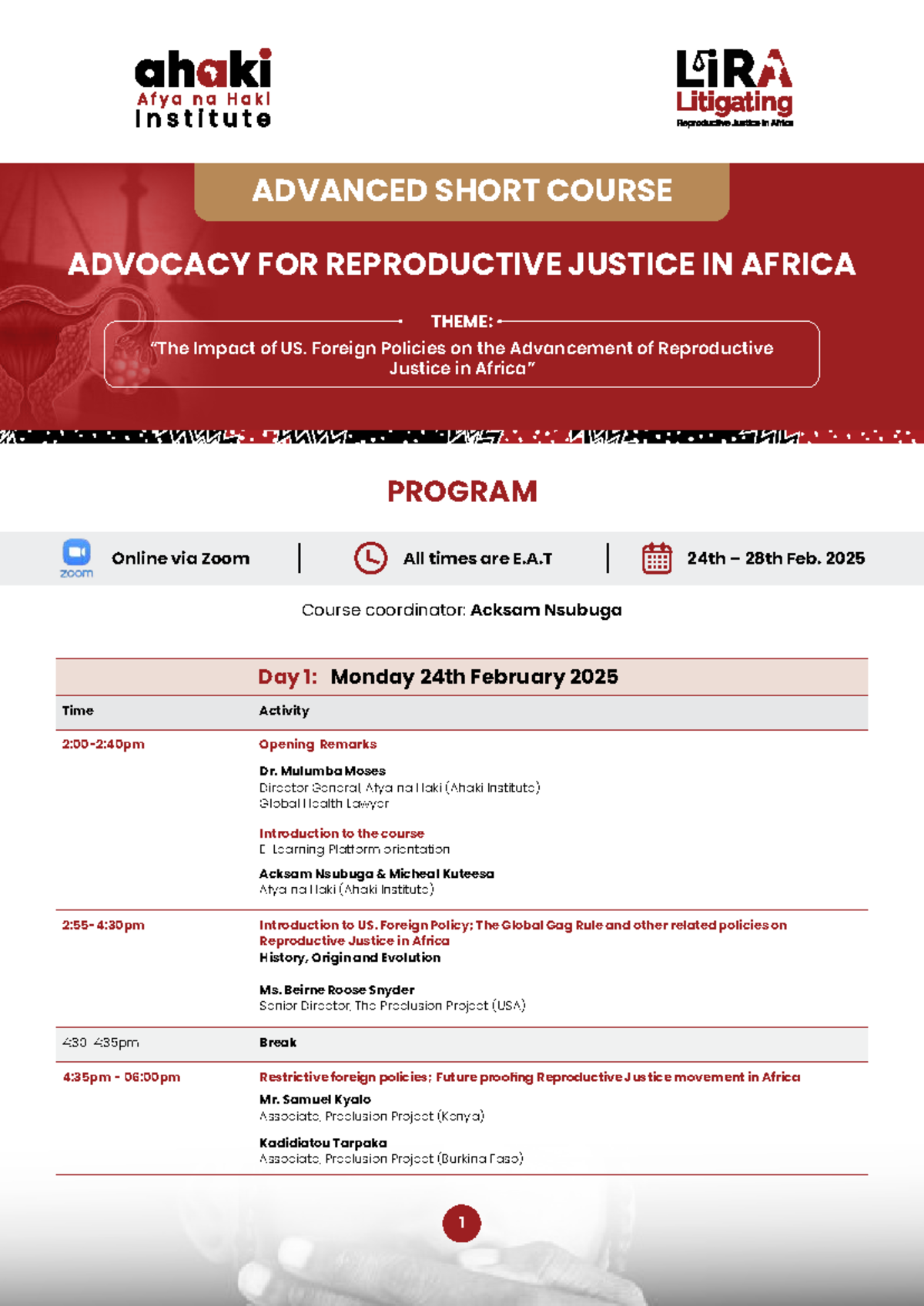 ADVANCED SHORT COURSE ON REPRODUCTIVE JUSTICE IN AFRICA (2025) - Studocu