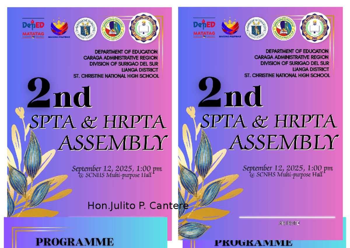 2nd SPTA & HRPTA Assembly Program - St. Christine National HS - Studocu