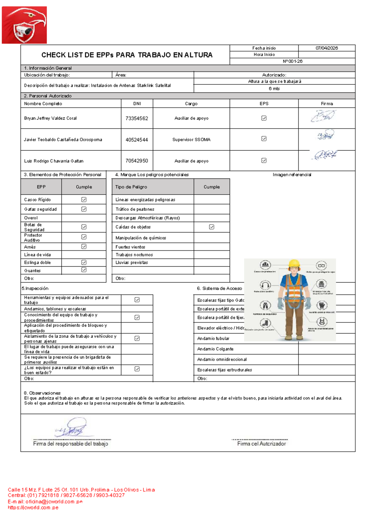 Check List de EPPs para Trabajo en Altura - Seguridad Laboral - Studocu