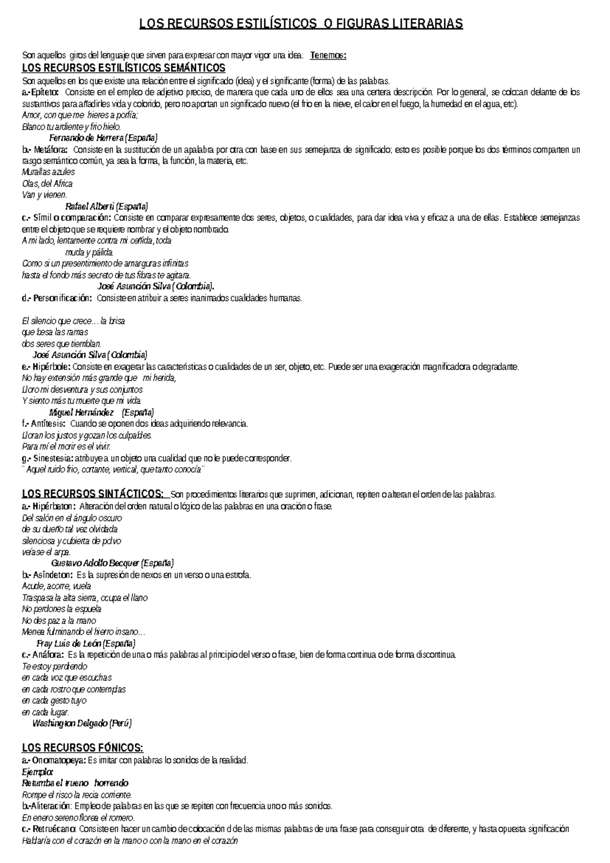 Figuras Literarias y Recursos Estilísticos: Análisis y Ejemplos - Studocu