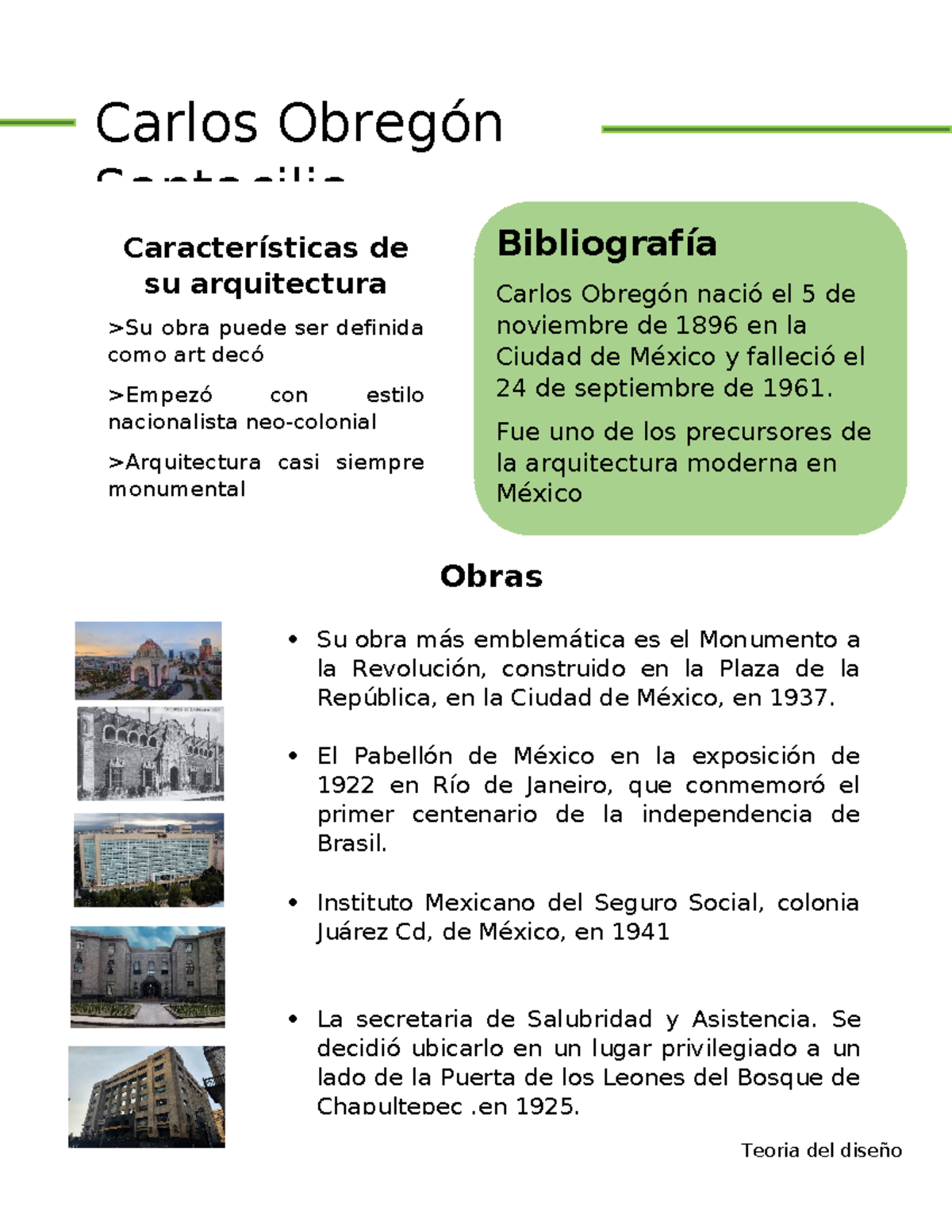 Carlos Obregón: Pionero de la Arquitectura Moderna en México - Studocu