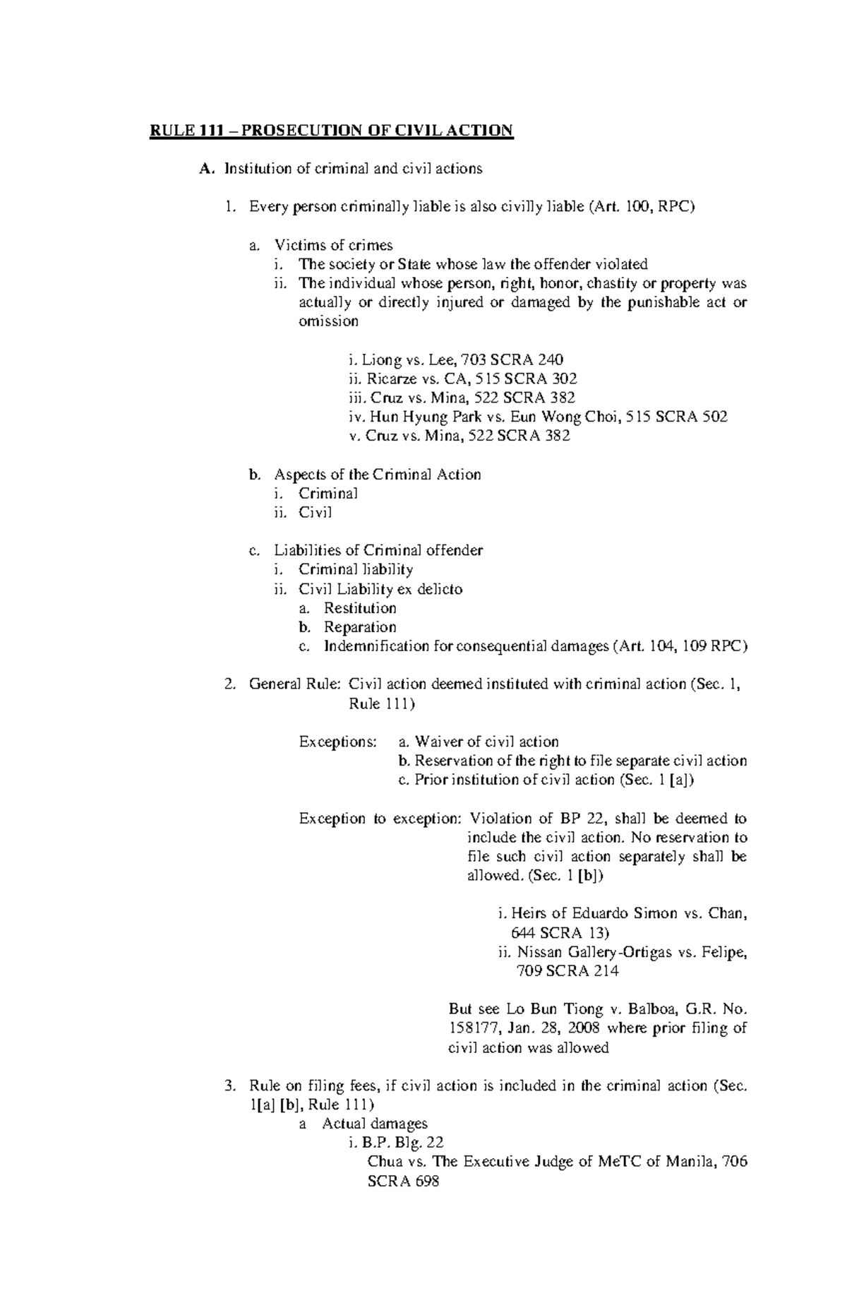 RULE-111 - Comprehensive Guide to Civil Actions in Prosecution - Studocu