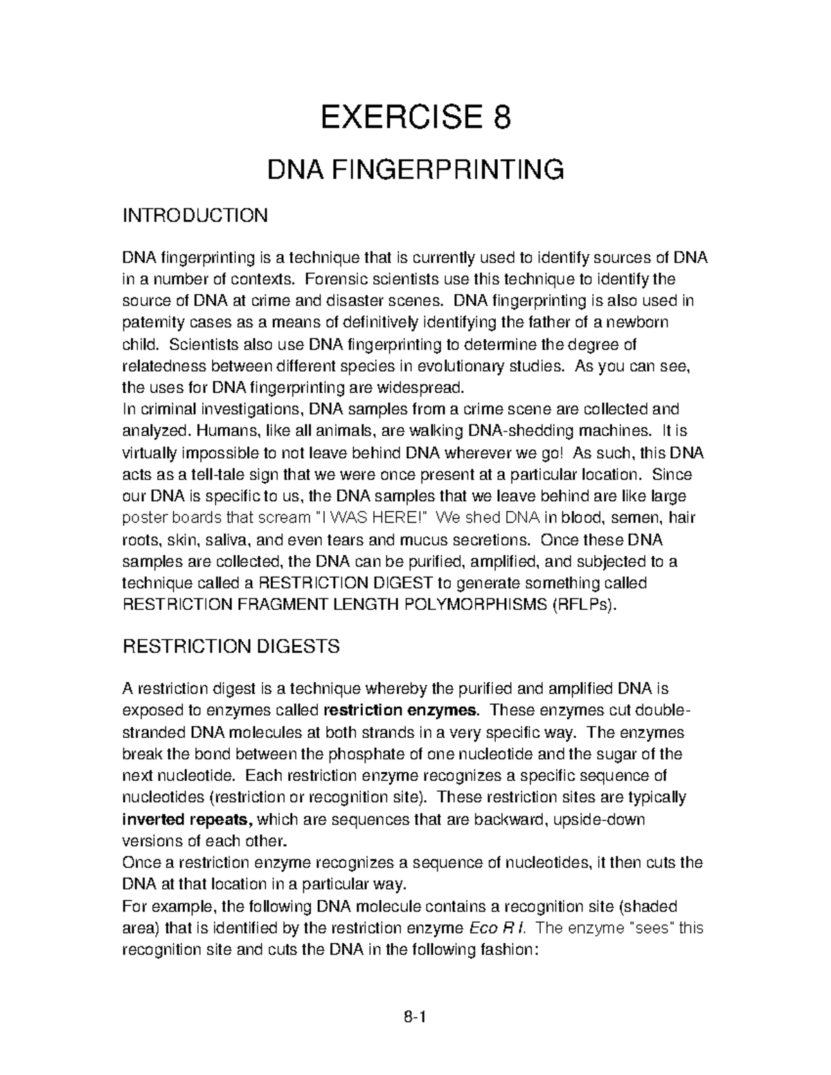 LM EX8 DNA Fingerprinting: Techniques and Case Study Analysis - Studocu