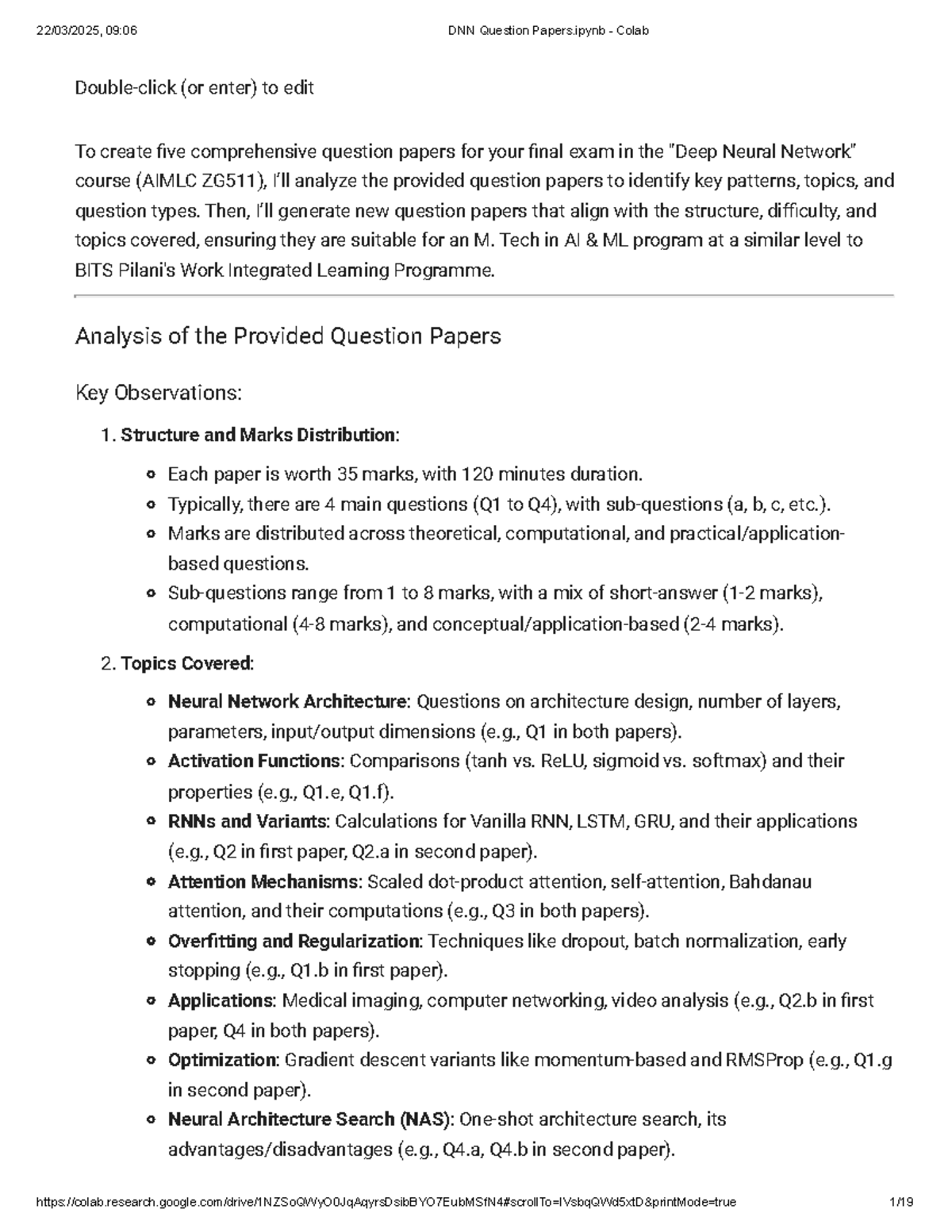 Final Exam Question Papers for Deep Neural Networks - AIMLC ZG511 - Studocu