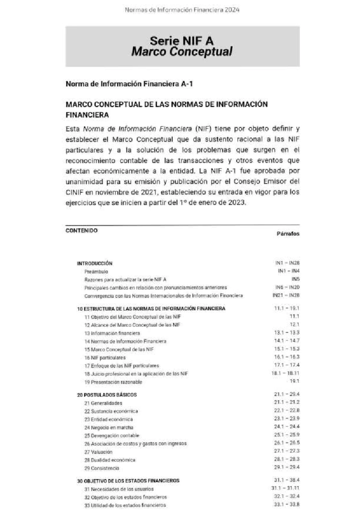 Resumen de Normas de Información Financiera: Serie A y B (NIF) - Studocu