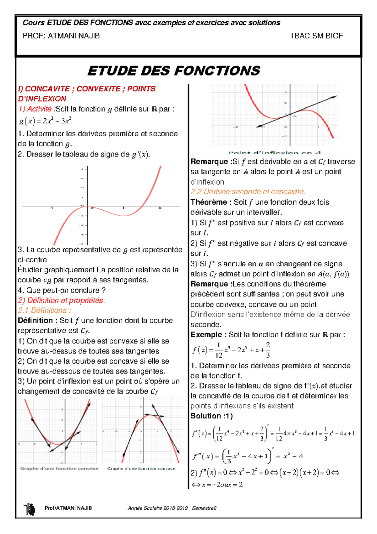 Etude des fonctions Cours et exercices corriges 1bac biof - Cours ETUDE ...