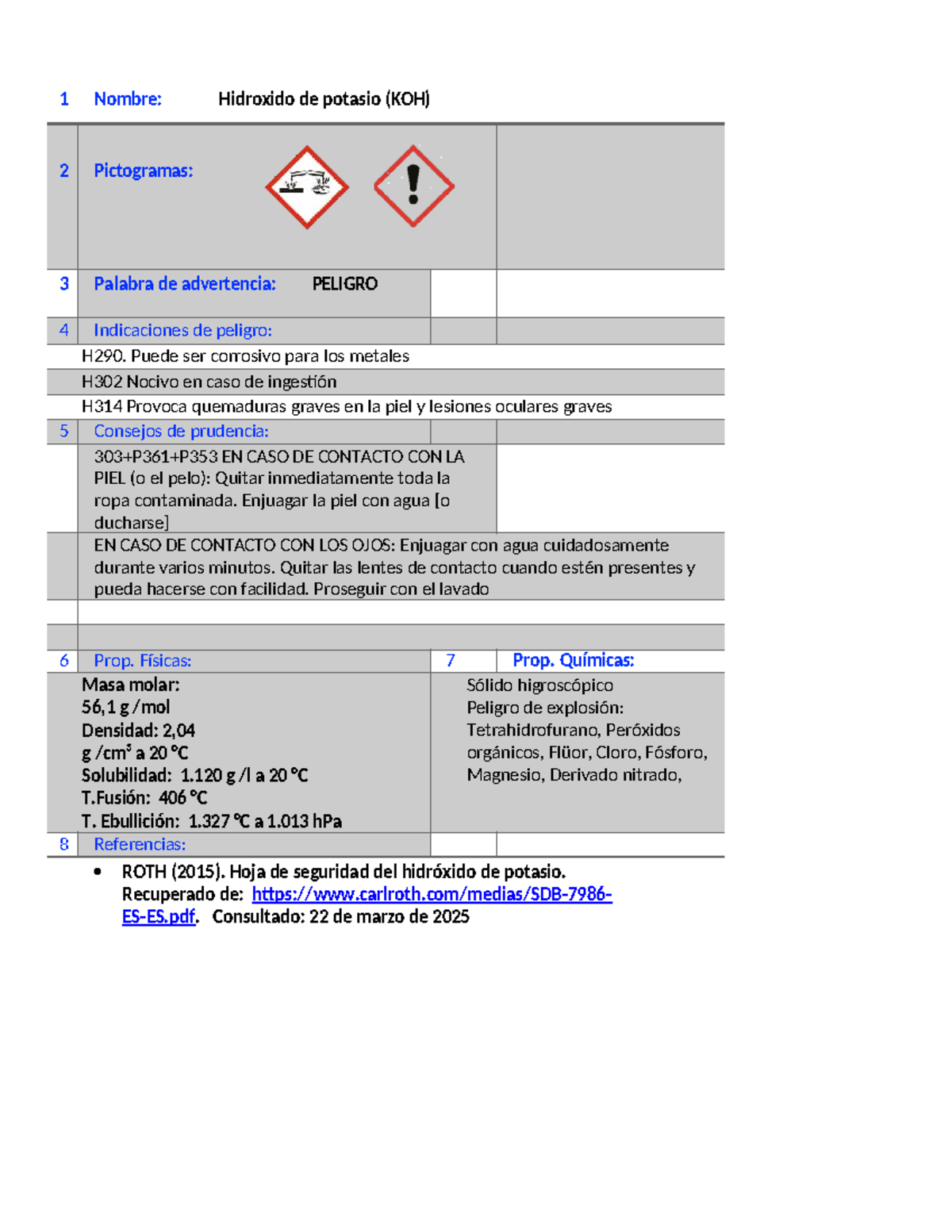 Ficha de Seguridad del KOH - Hidróxido de Potasio (PE-2023) - Studocu