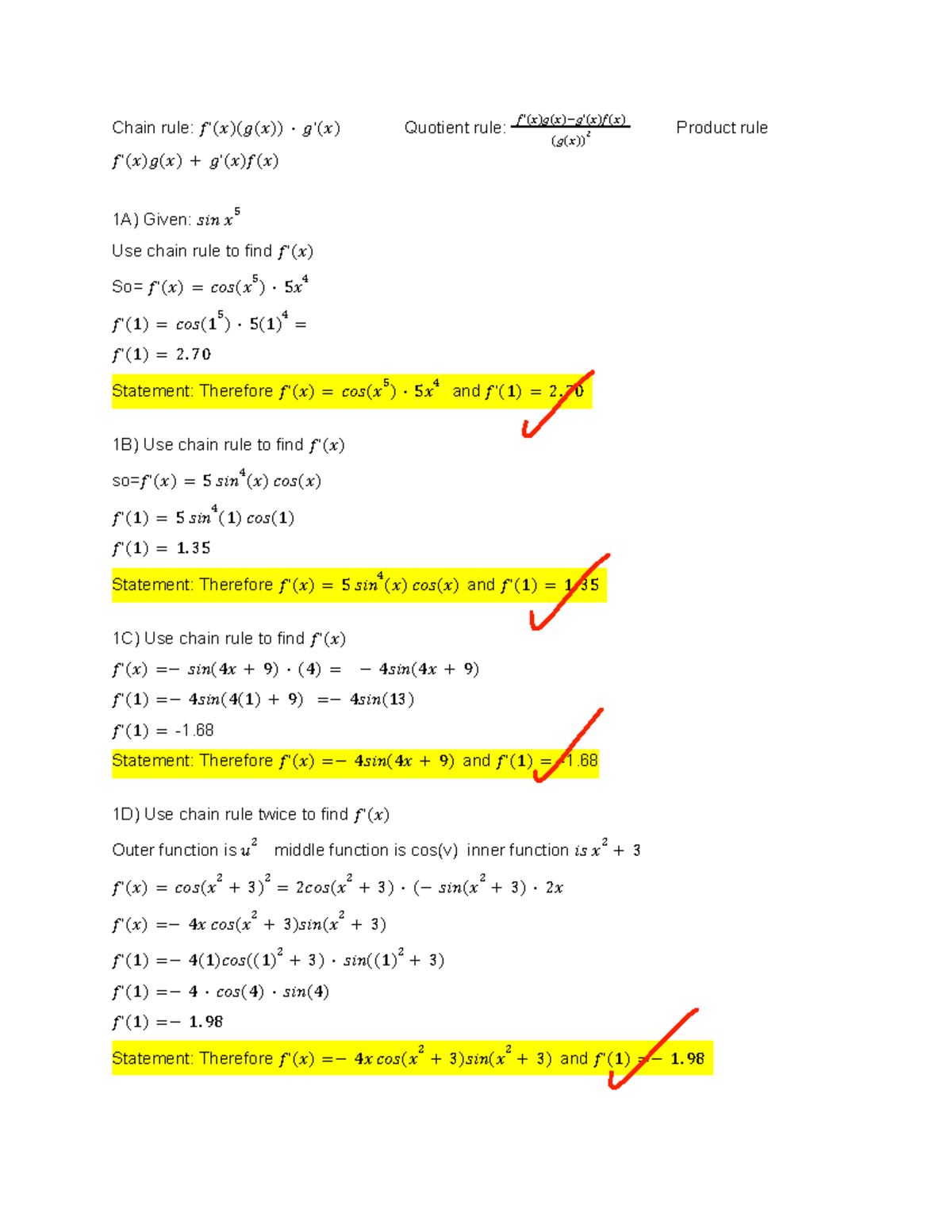 Chain Rule and Derivative Applications: Extension of Calculus ...