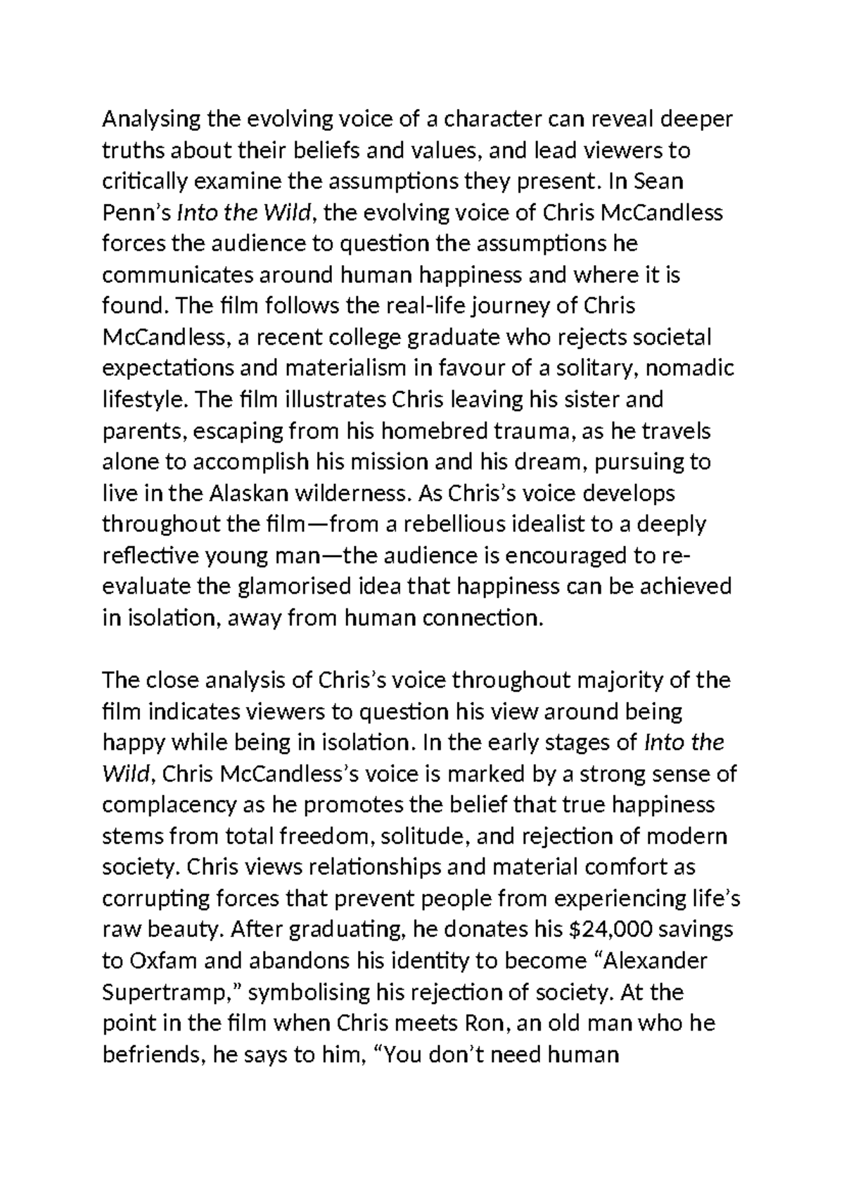 ENG 101: Analyzing Chris McCandless' Evolving Voice in Into the Wild ...