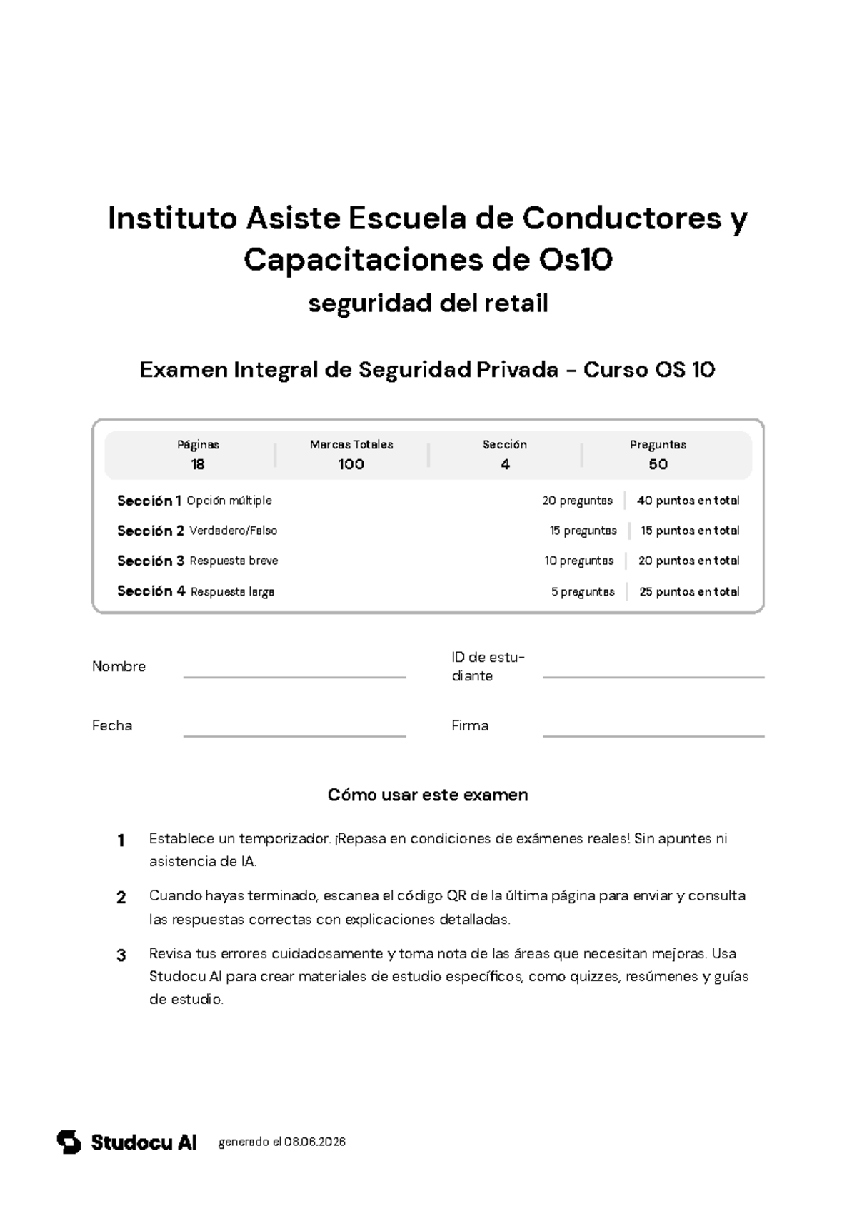 Examen Integral de Seguridad Privada - Curso OS 10 - Studocu
