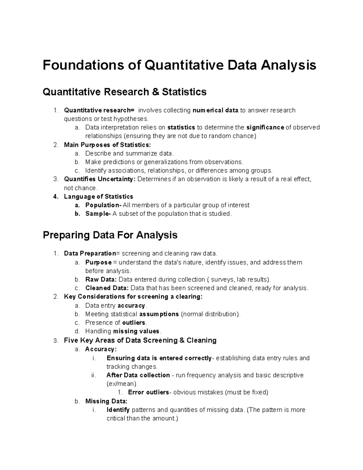 Lecture #7: Foundations of Quantitative Data Analysis - Studocu