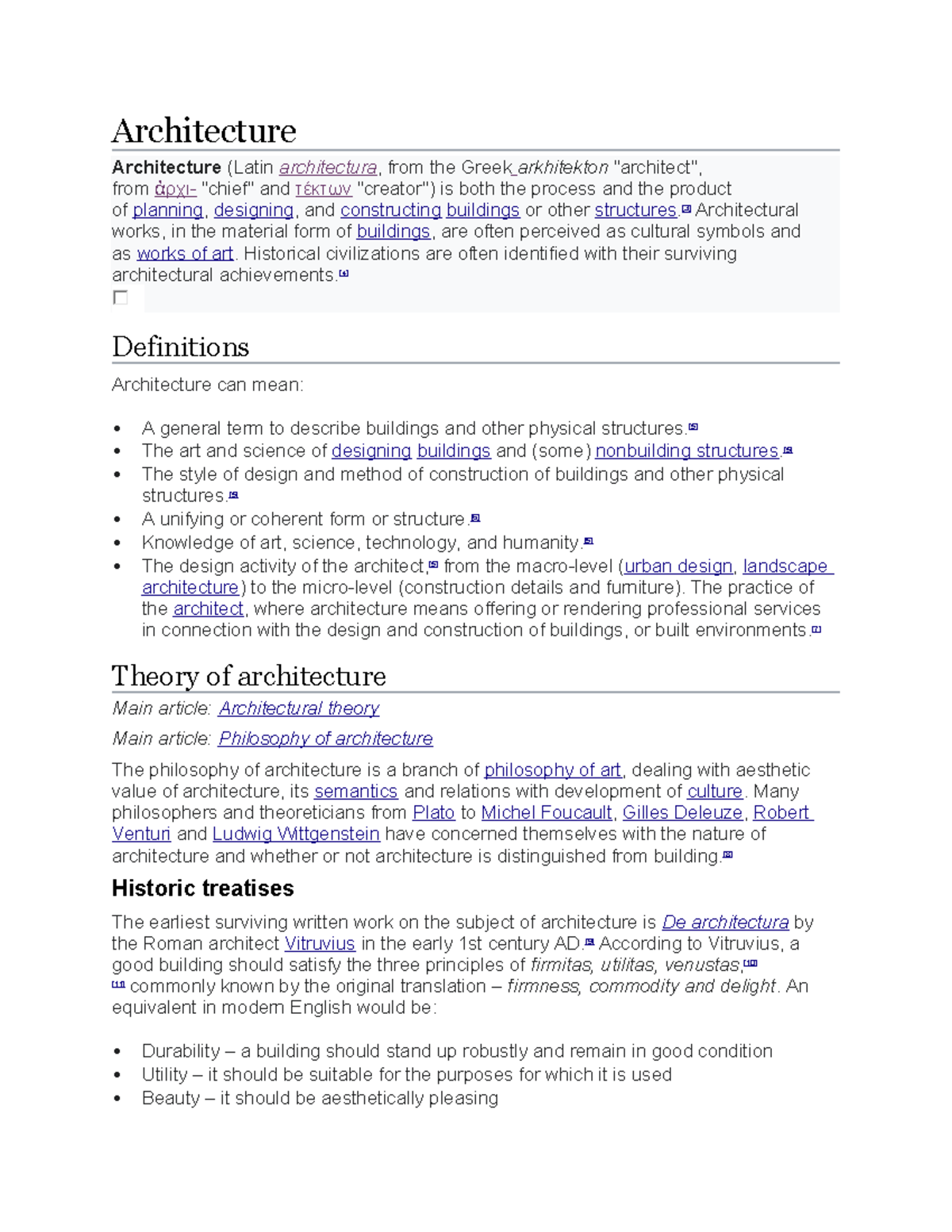 Architecture - Comprehensive Study Notes on Concepts and History - Studocu