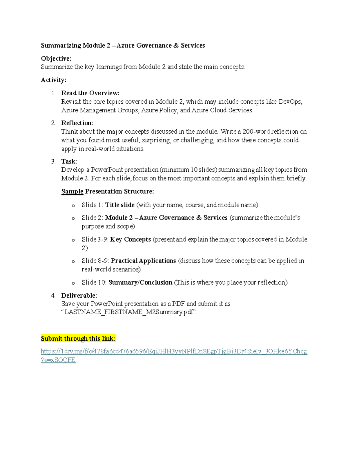 Module 2 Summary: Key Learnings on Azure Governance & Services - Studocu