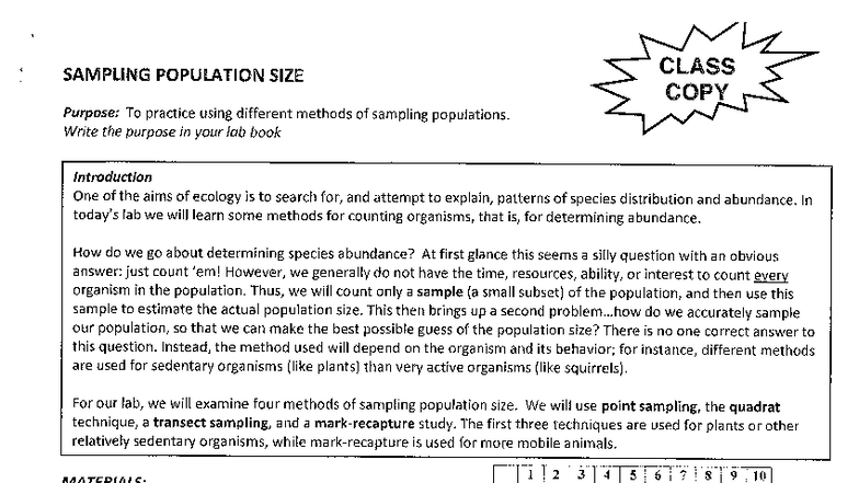 Sampling Population Size Lab: Methods & Analysis Techniques - Studocu