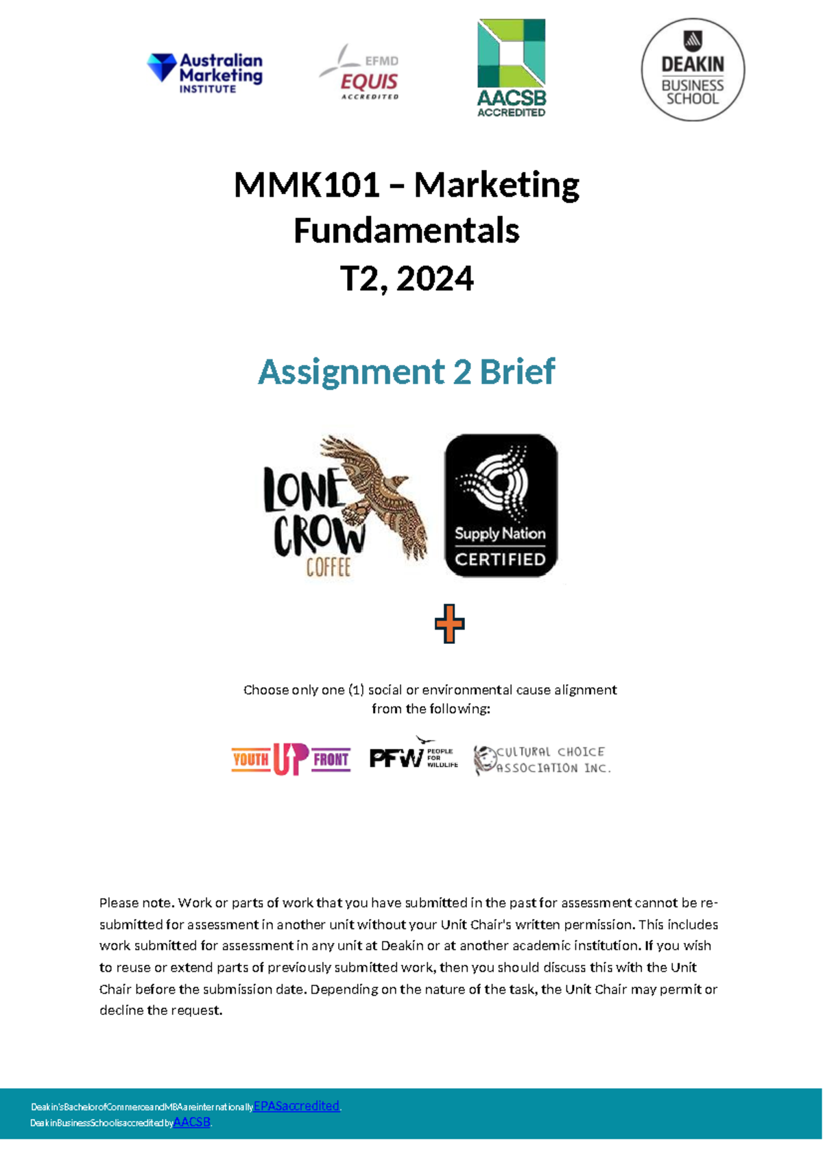 MMK101 T2 2024 Marketing Plan for Lone Crow Coffee Assignment 2 - Studocu