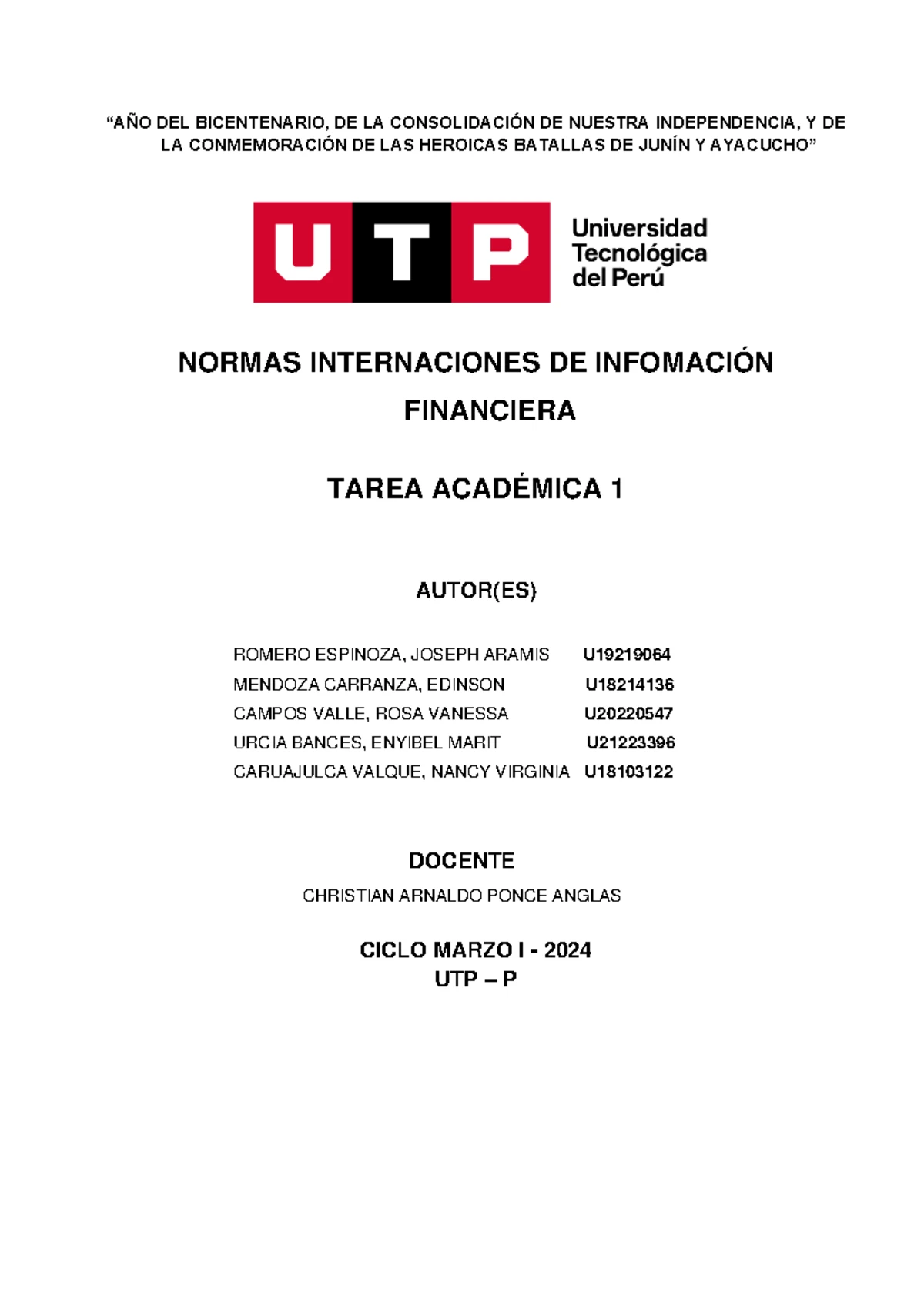 TA 2 Impacto DE LAS NIIF - TA 2 - TAREA ACADEMICA N° 2 Curso: Impacto ...