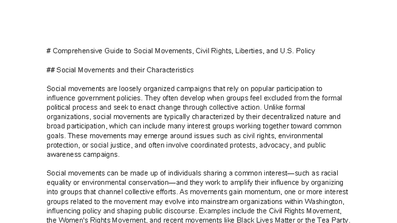 Comprehensive Overview of Civil Rights & Liberties in U.S. Policy - Studocu