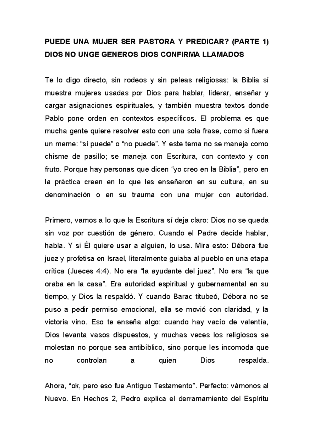 Puede una Mujer Ser Pastora y Predicar? (Parte 1) - Análisis Bíblico ...