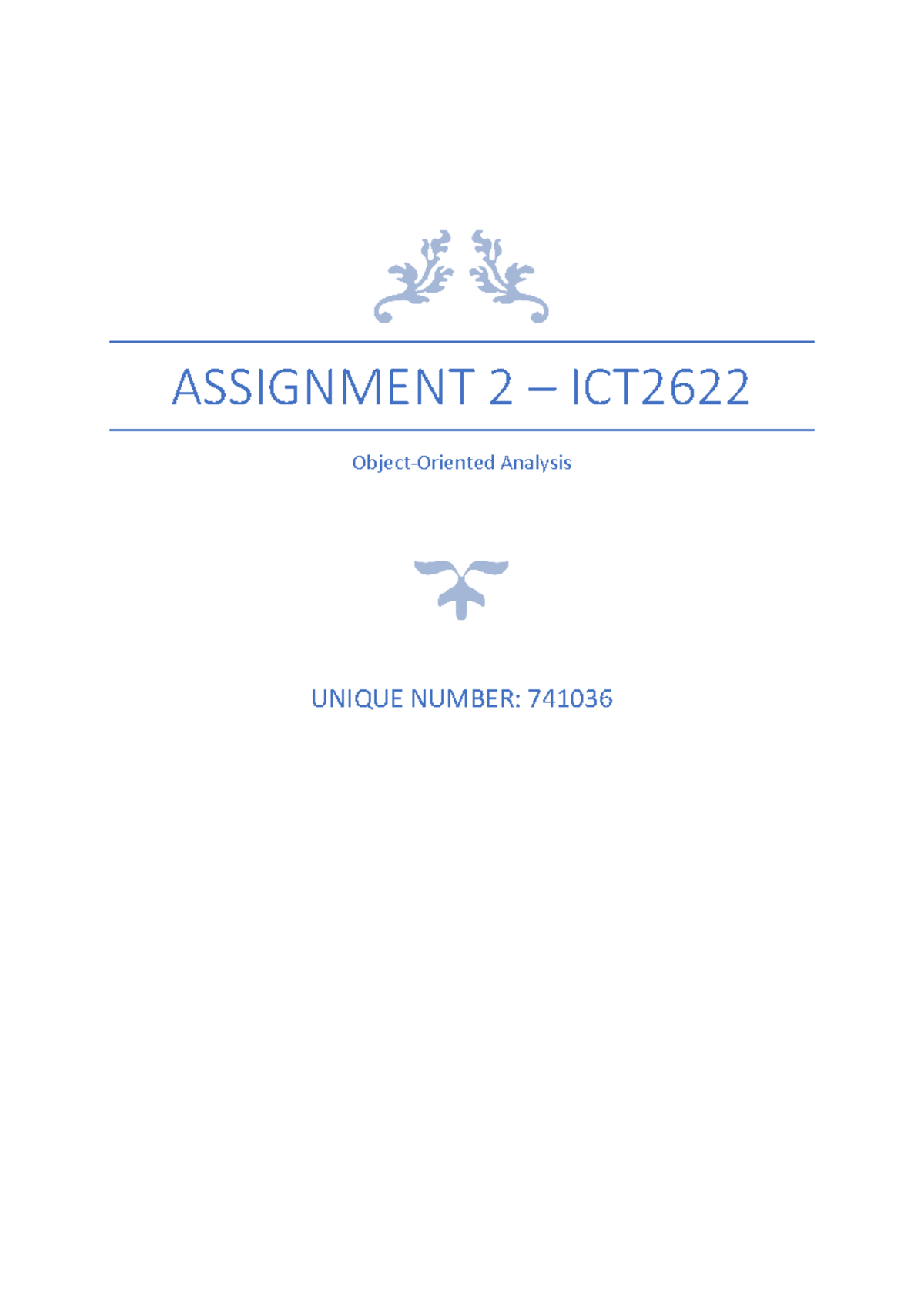 Assignment 2 ICT2622: Project Planning & Database Analysis - Studocu