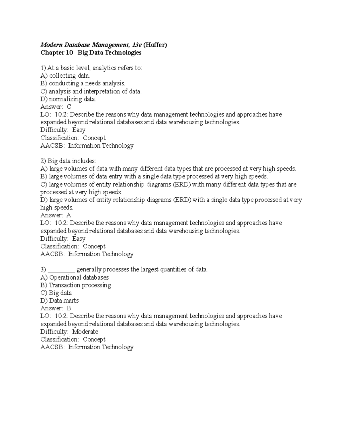 Chapter 10 MCQ: Big Data Technologies in Modern Database Management ...