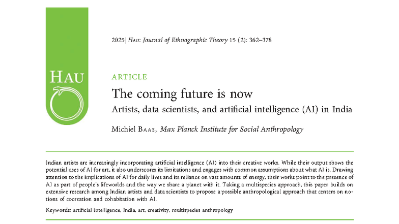 2025FHAU: The Coming Future is Now - AI and Art in India - Studeersnel
