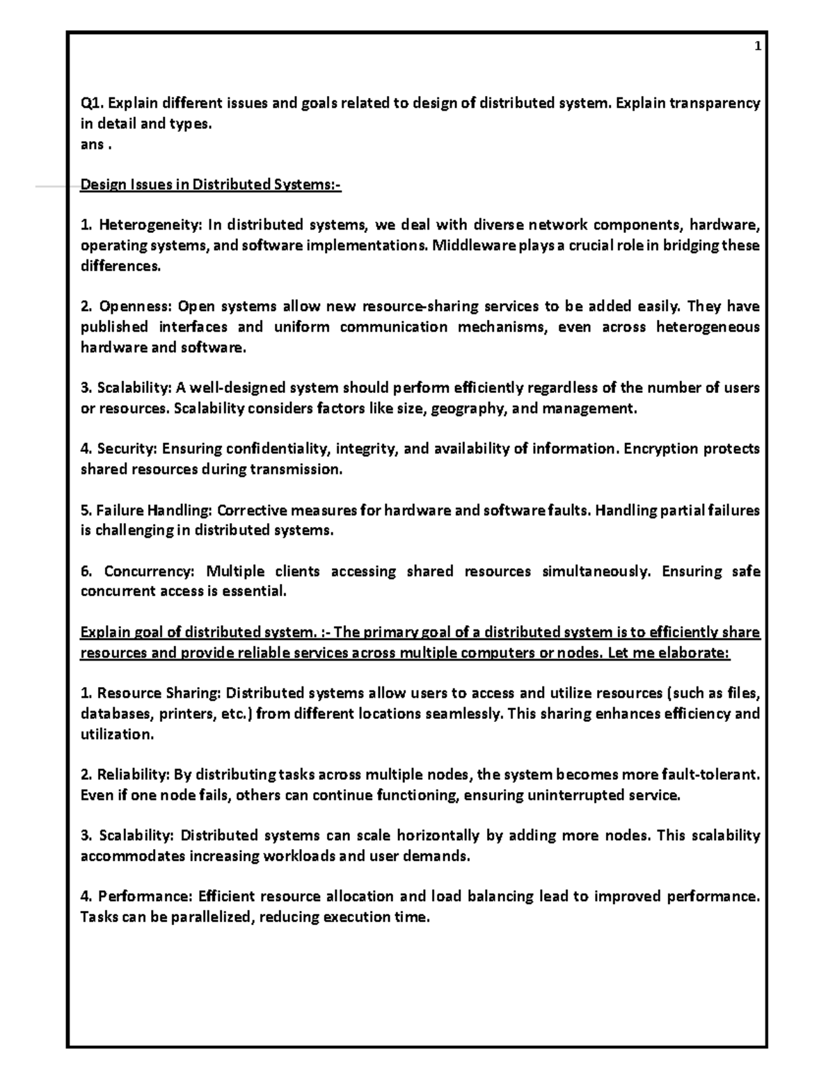 Distributed Systems Design Issues and Goals: DC Notes - Studocu