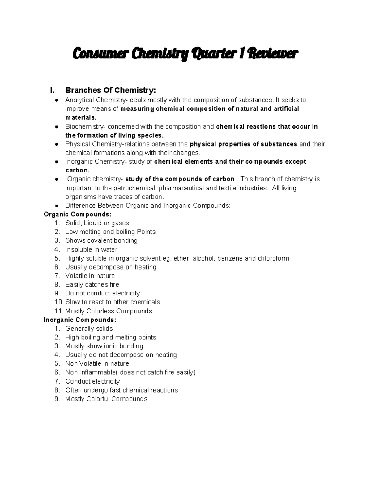 Con Chem Q1 - Comprehensive Review of Basic Chemistry Concepts - Studocu