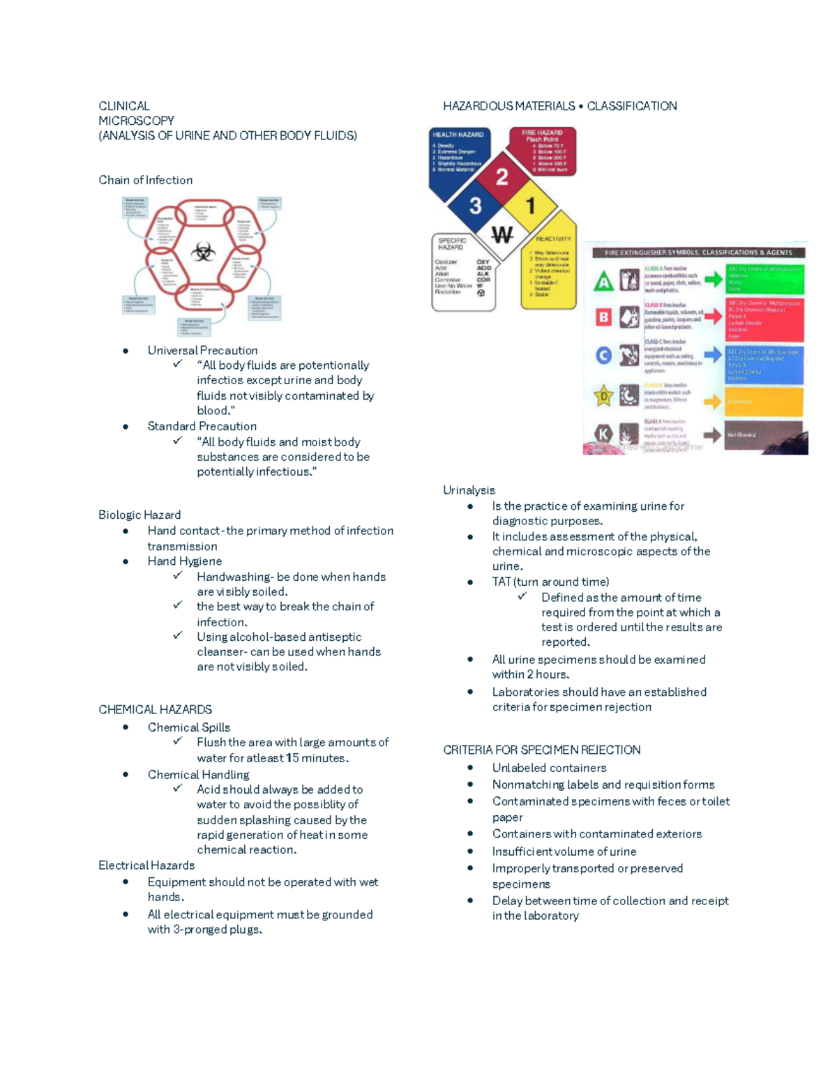 CLINICAL MICROSCOPY (ANALYSIS OF URINE AND BODY FLUIDS) LECTURE NOTES ...