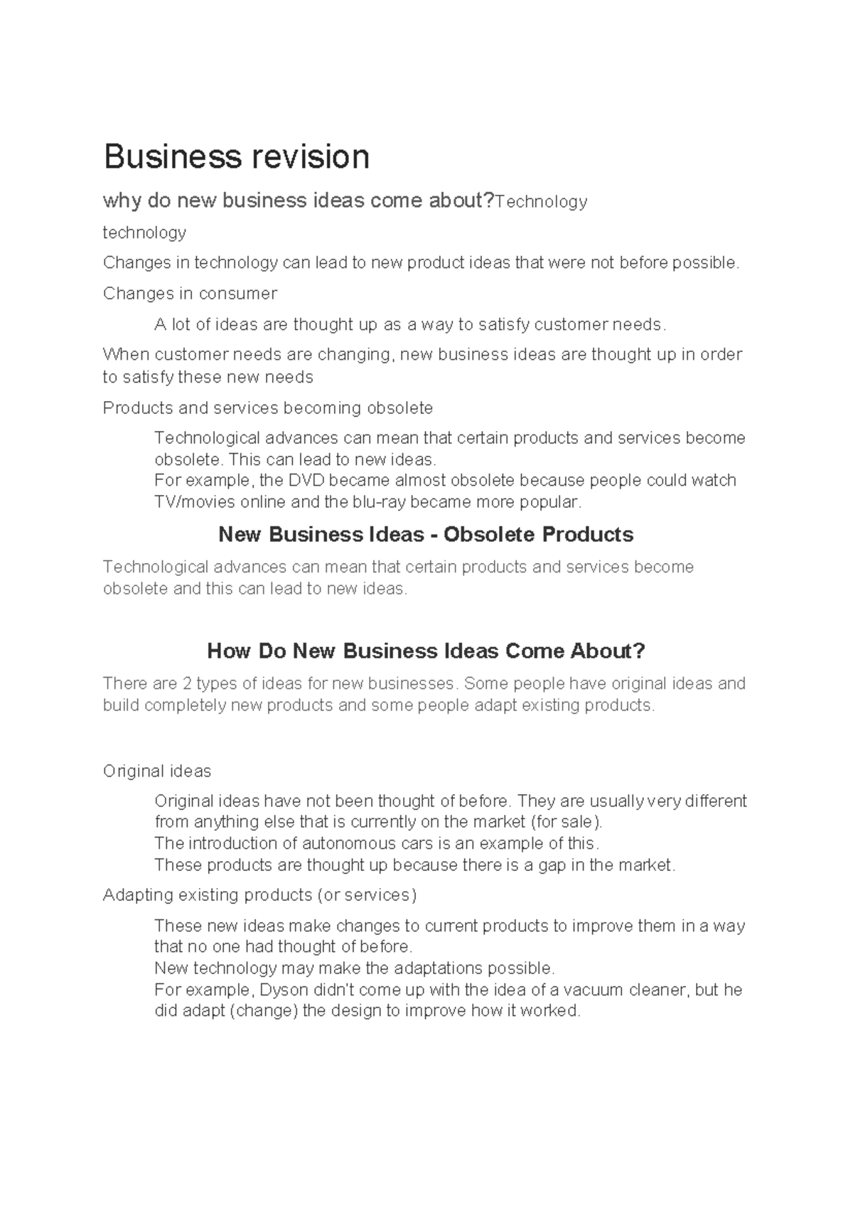 BUS 101: New Business Ideas and Their Origins Explained - Studocu