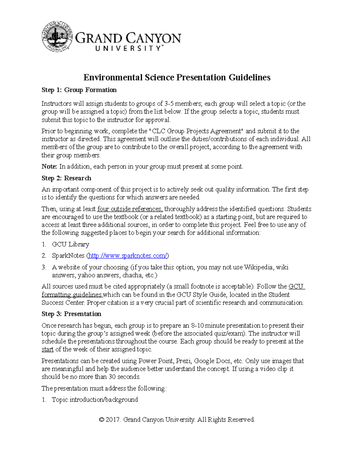 BIO 220 RS Environmental Presentation Guidelines Onground ...