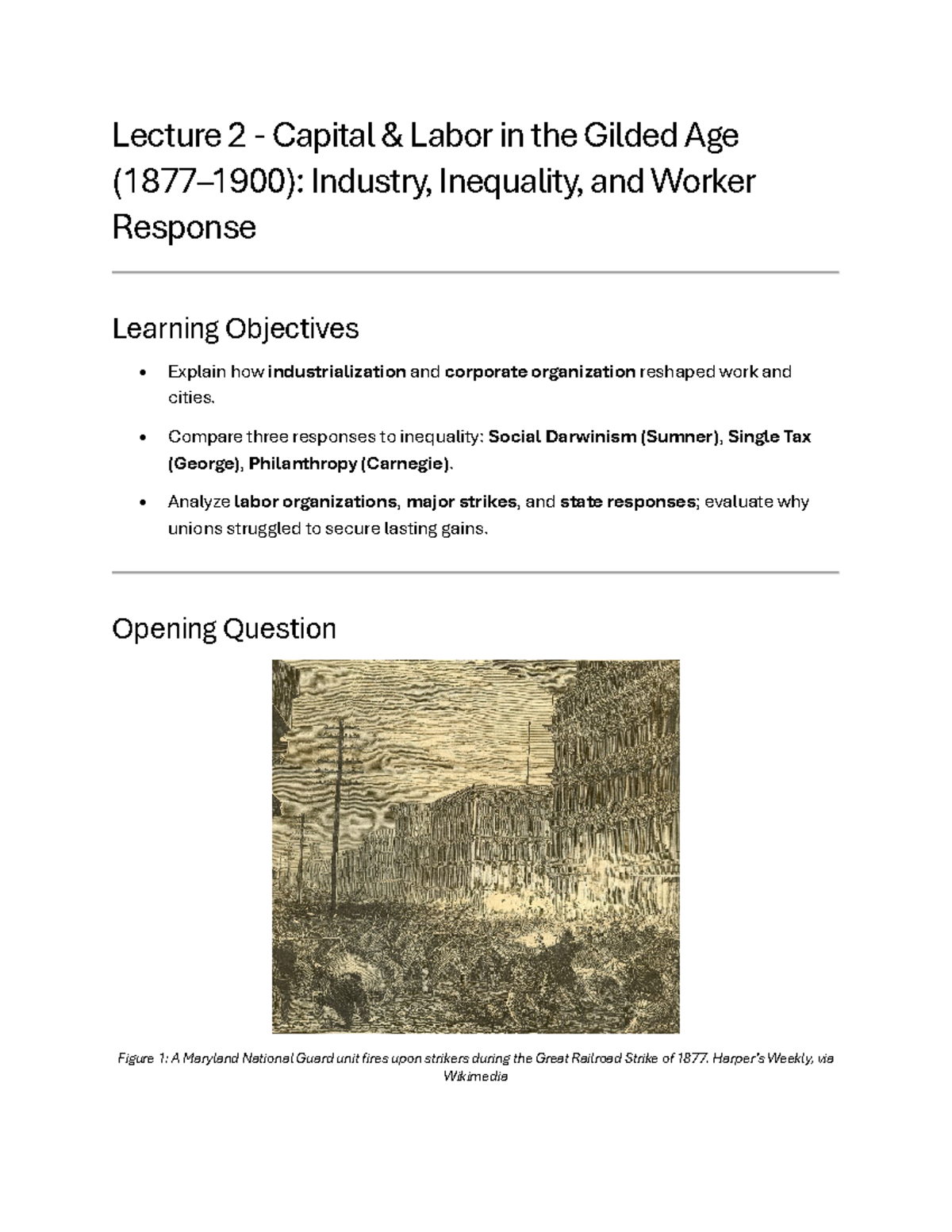 Outline - Lecture 2 - Capital & Labor in the Gilded Age (1877–1900 ...