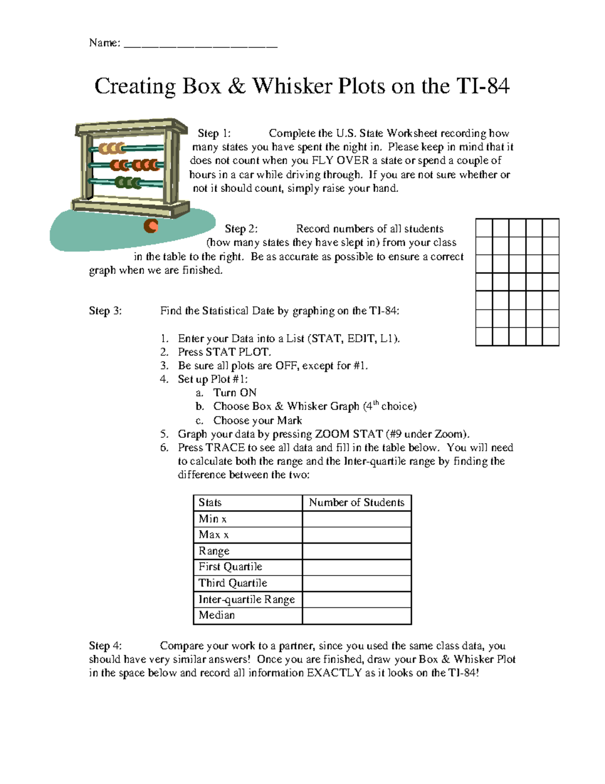 Creating Box Whisker Plots: Student Data Worksheet - Studocu