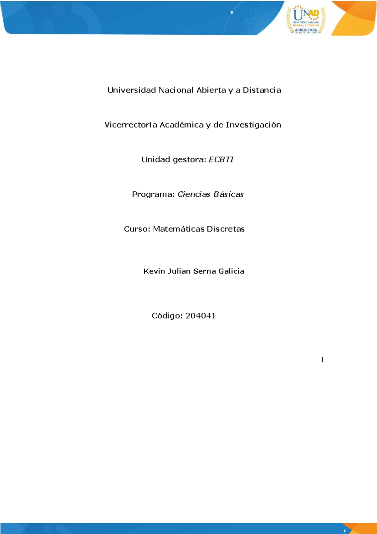 Tarea 3: Matemáticas Discretas - Conteo y Recursión (Código: 204041 ...