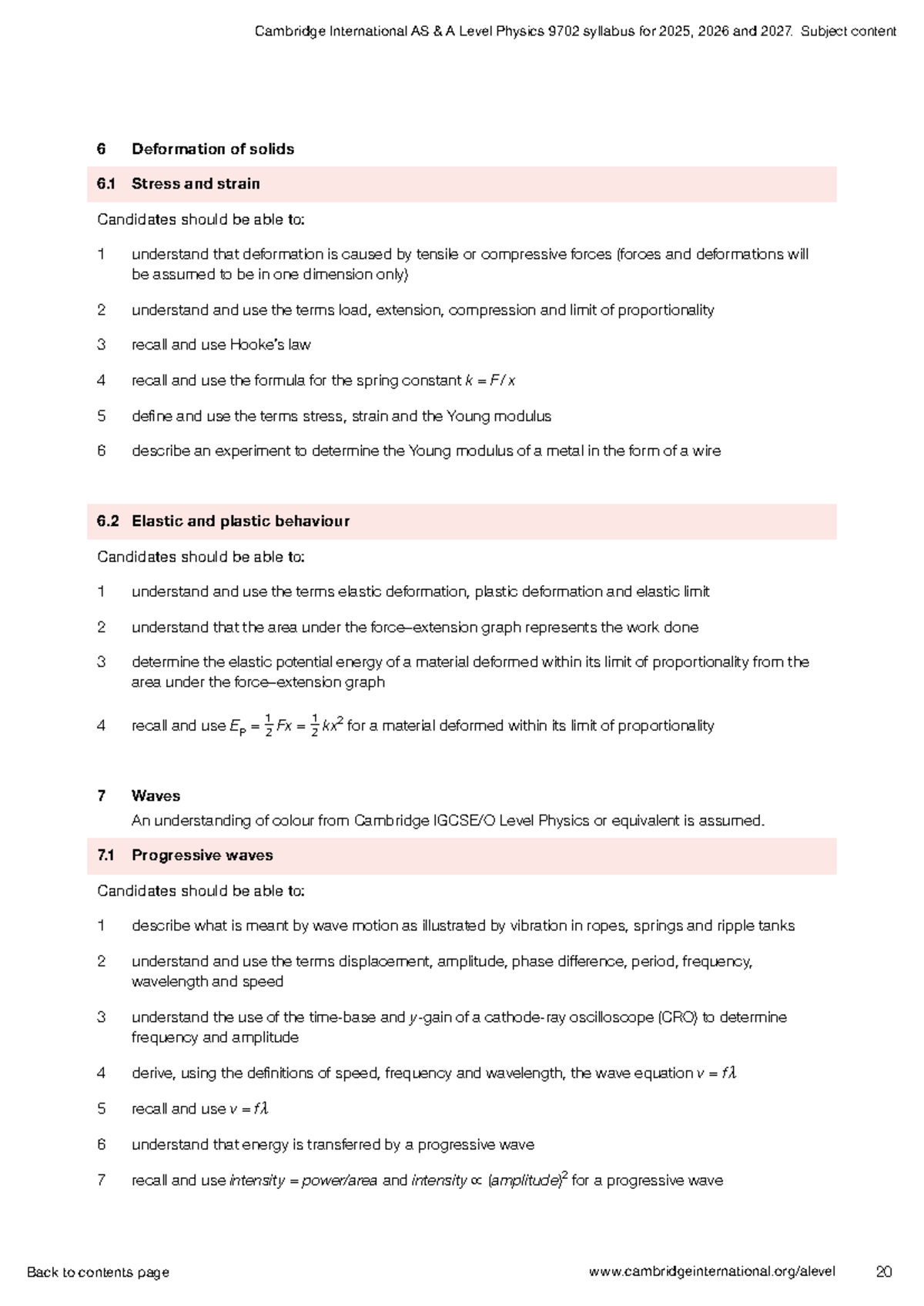 Cambridge International AS A Level Physics 9702 Syllabus 2025-2027 ...