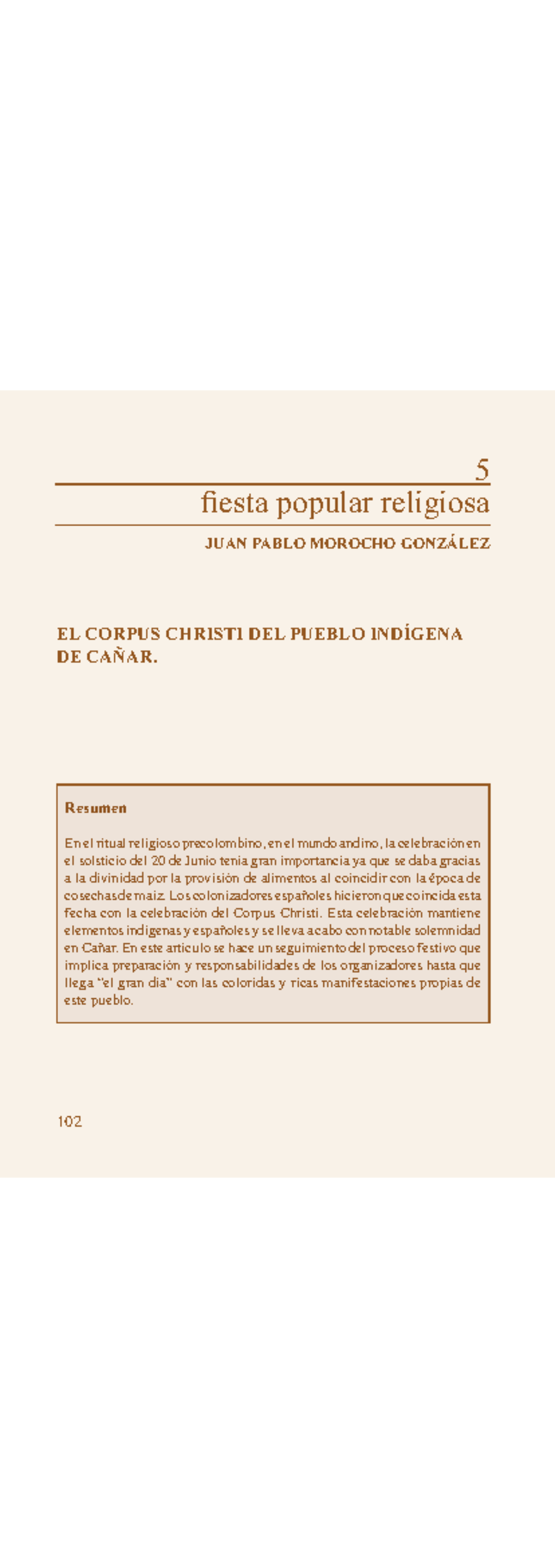 El Corpus Christi: Tradición y Cultura del Pueblo Indígena Cañari - Studocu