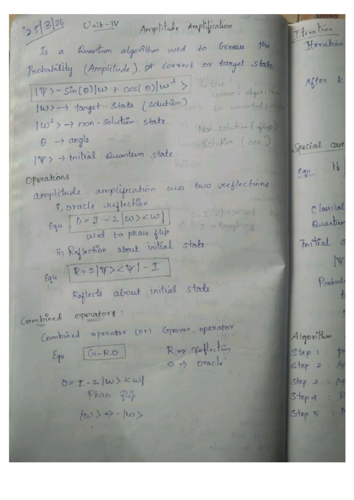 QC UNIT-04: Amplitude Amplification and Grover's Algorithm Notes - Studocu