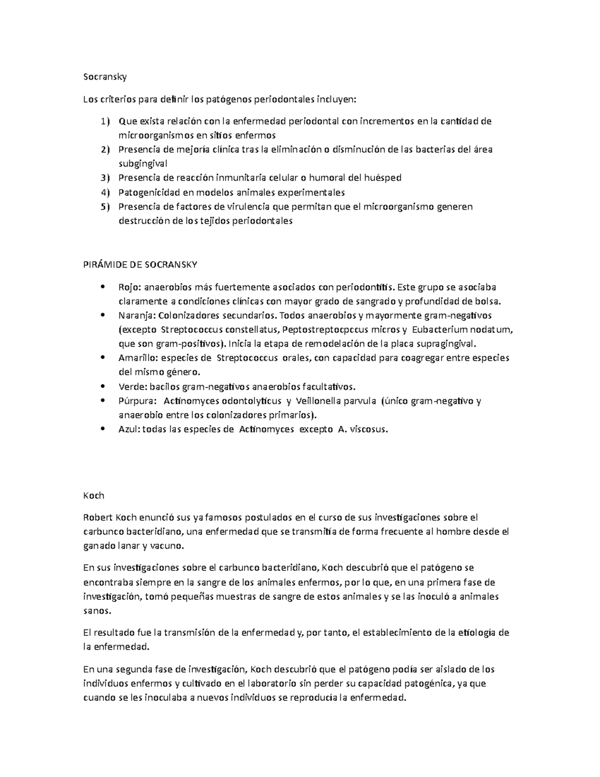 Postulados de Socransky y Patógenos Periodontales en Microbiología ...