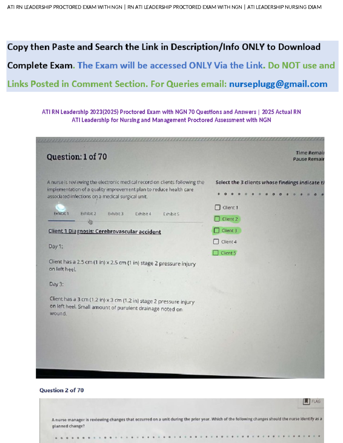 2025 ATI RN Leadership Proctored Exam – 70 Questions, 100% Correct ...