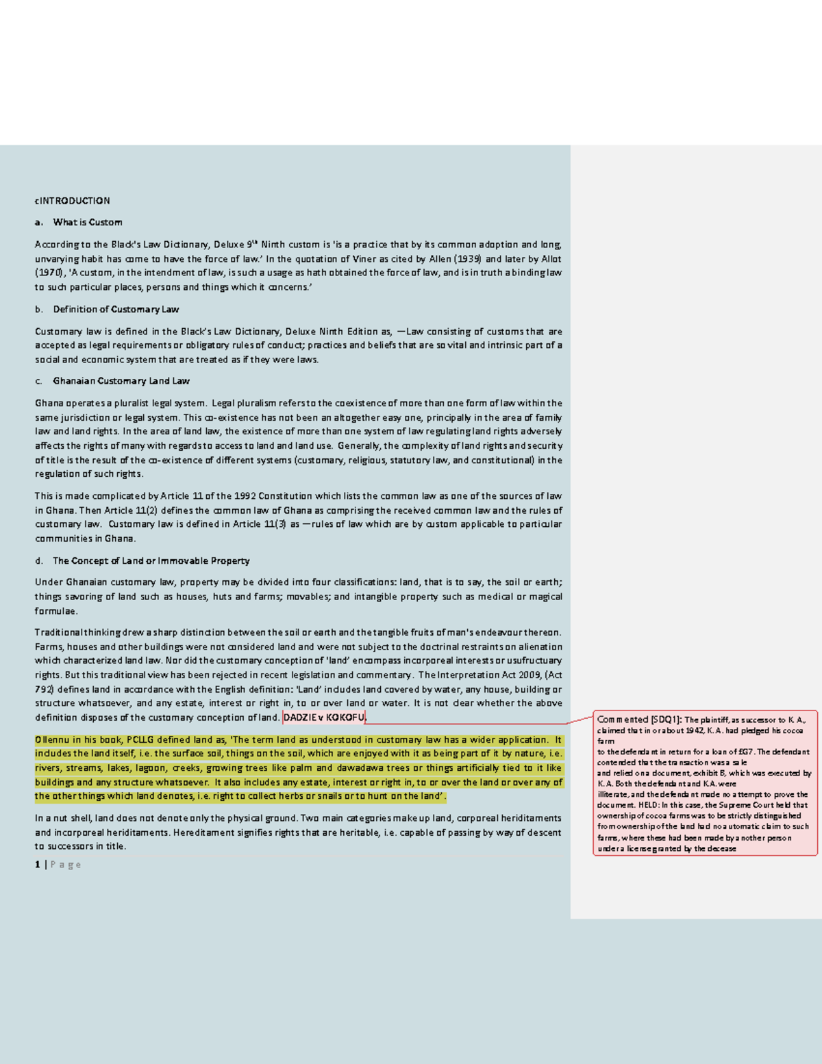 GHL 301: Customary Land Law Notes - Understanding Land Ownership - Studocu